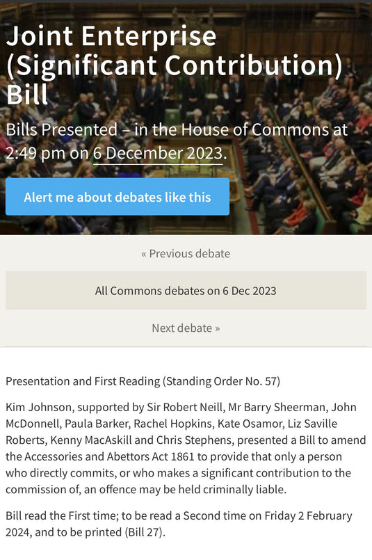 JENGbA - Joint Enterprise Not Guilty by Association